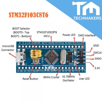 STM32 STM32F103C8T6 Board Blue Pill ARM Microcontroller Development ...