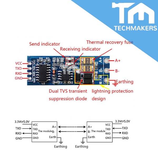 Uart Serial Port Rs485 485 Converter To Ttl Module High Speed Xtvs Isolation Protection Tx Rx 