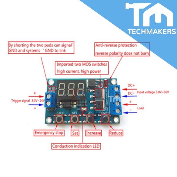 HW-516 DC 12V 24V LED Time Delay Relay Trigger Cycle Timer Switch Module