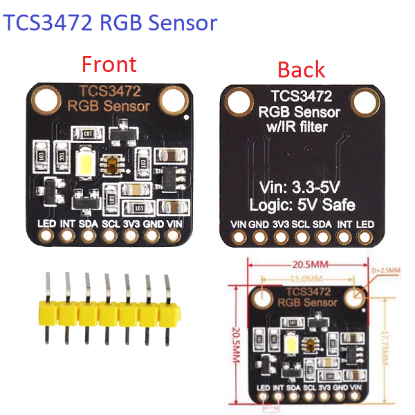 Color Sensor Light Sense Circuit Module Tcs3472 I2c Communication For