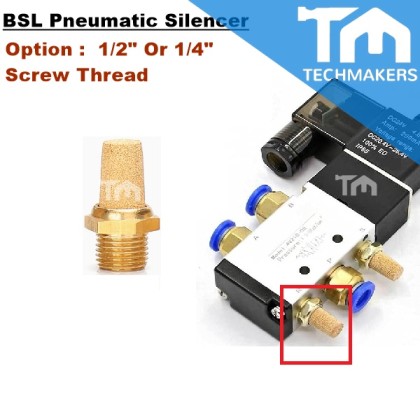 Bsl 1/2" (BSL-03) / 1/4" (BSL-02 Brass Material Pneumatic Air Compressor Muffler Silencer Techmakers