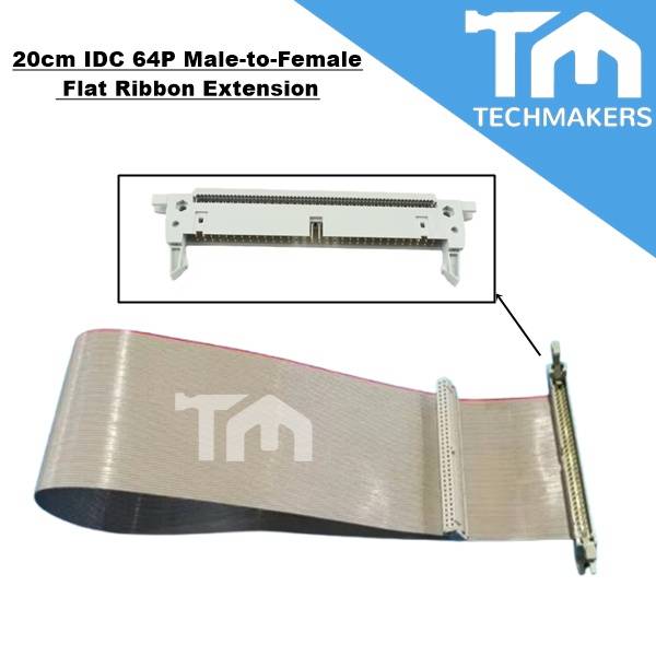 20cm IDC 64P Male-to-Female Flat Ribbon Extension 26-AWG 2.54mm Pitch For ICT Machine Conversion ...