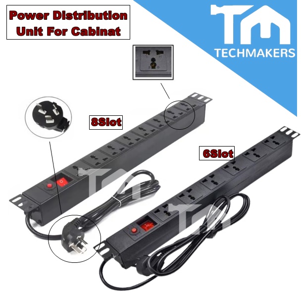 6/8 Slot PDU Power Distribution Unit 1U 19" Rack Mount 13A For Cabinet ...