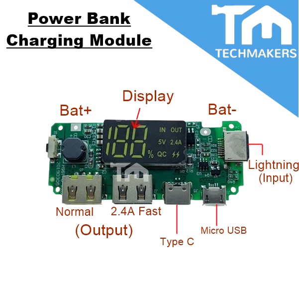 USB 5V 2.4A 2A 1A Mobile Micro/Type-C/USB Power Bank Charger Module ...