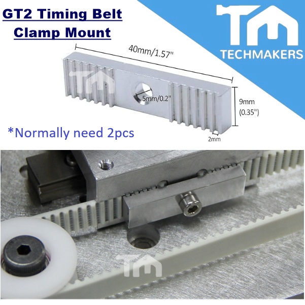 GT2 Timing Belt Clamp Mount Aluminum Belt Fixing Bracket for 3D Printers